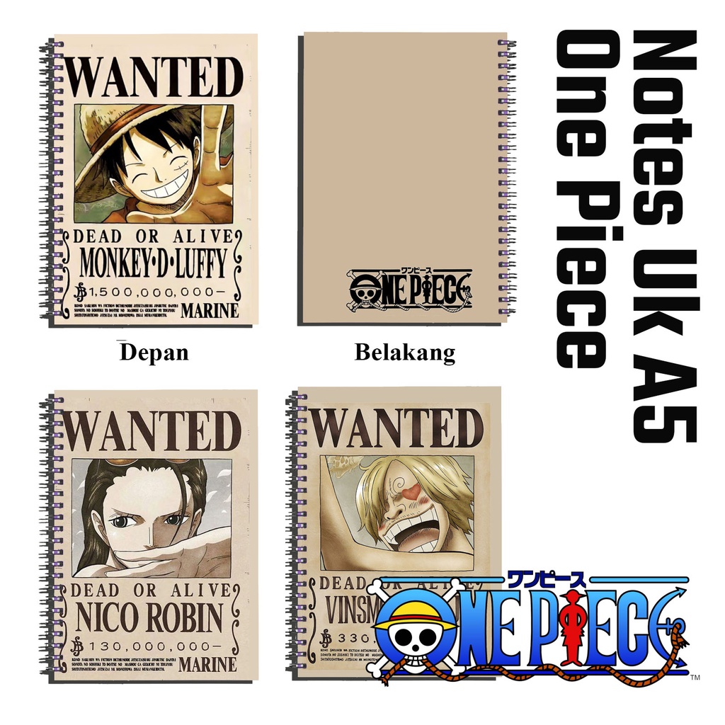 Jual notebook / buku catatan / bloknote anime One Piece Wanted bouty ...