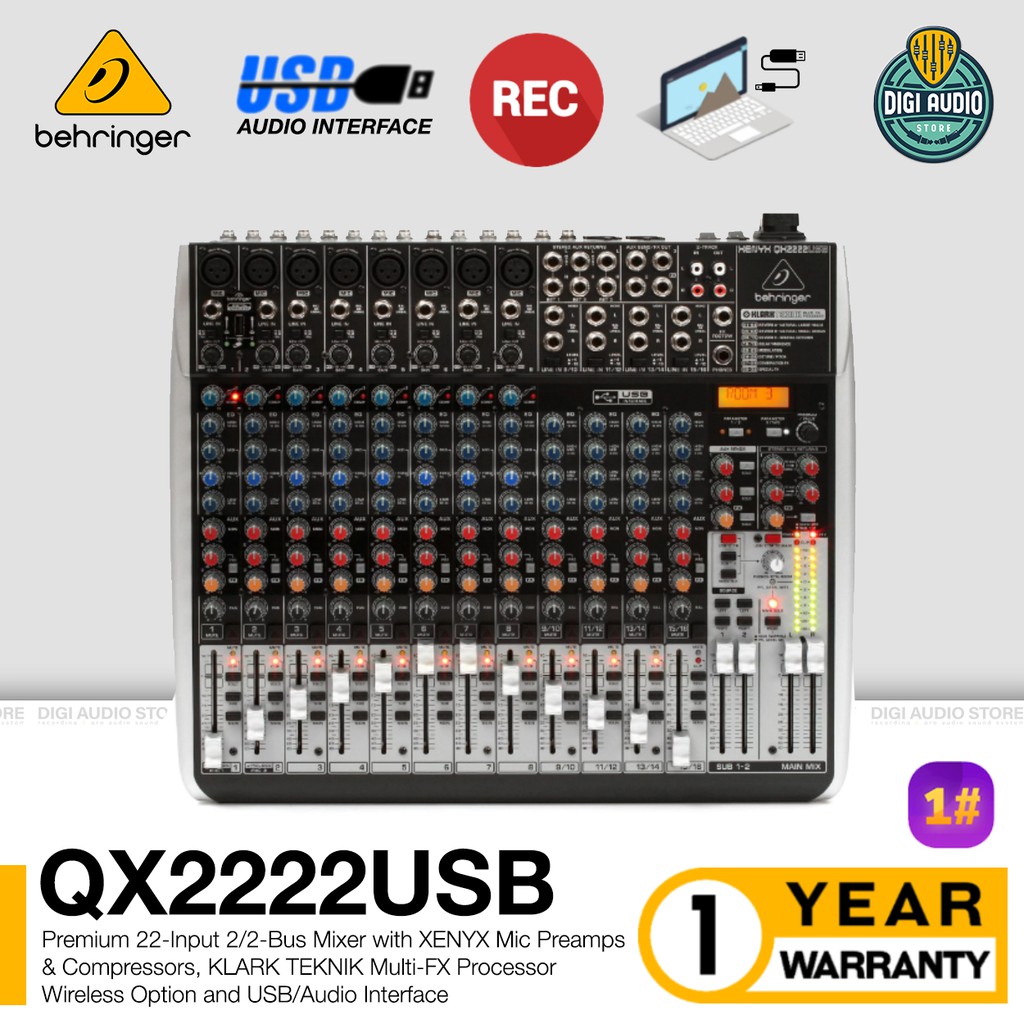 Jual Audio Mixer 12 Channel Behringer Xenyx QX2222USB USB Audio ...