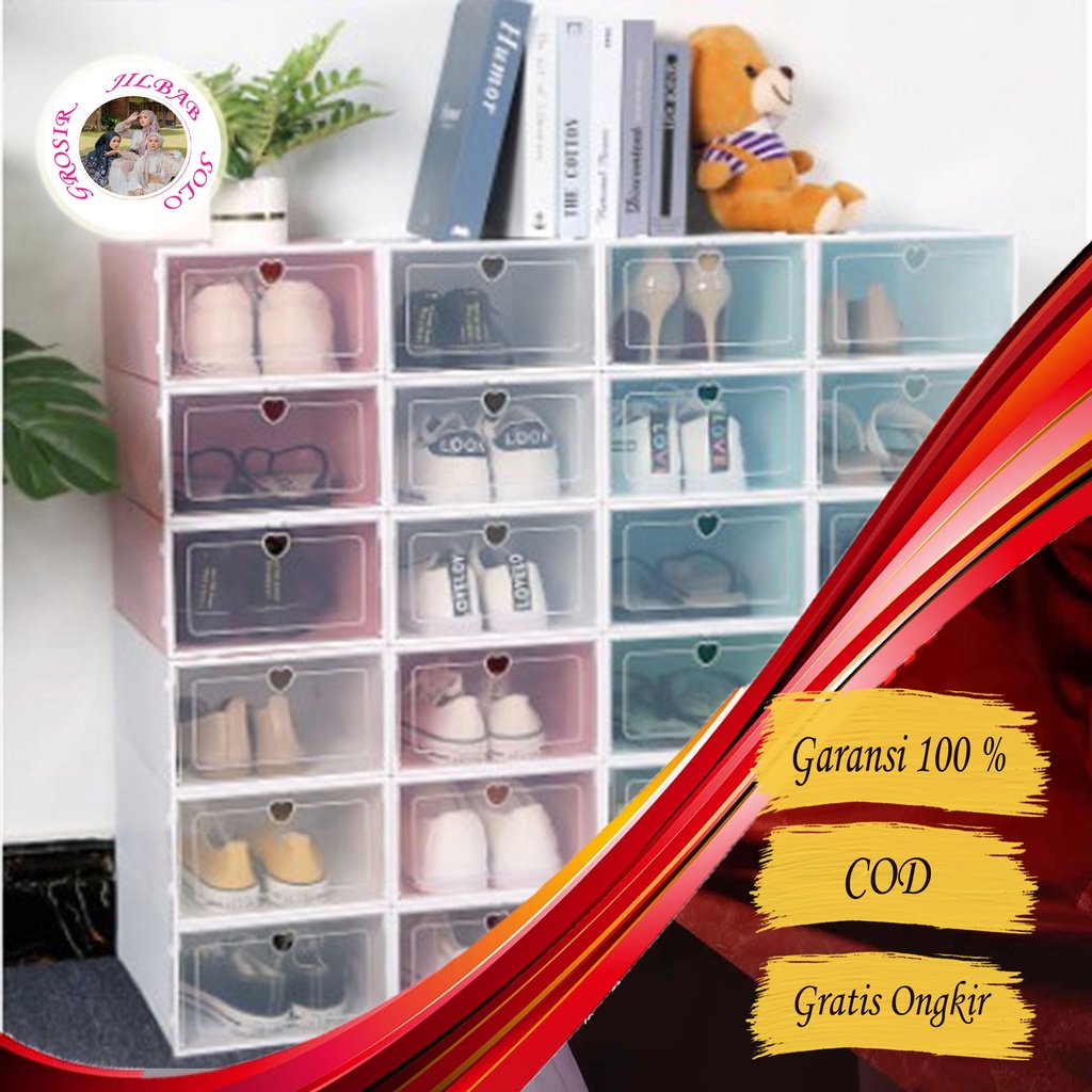 Jual Kotak Sepatu Transparan Tebal Shoes Organizer Box Tempat ...