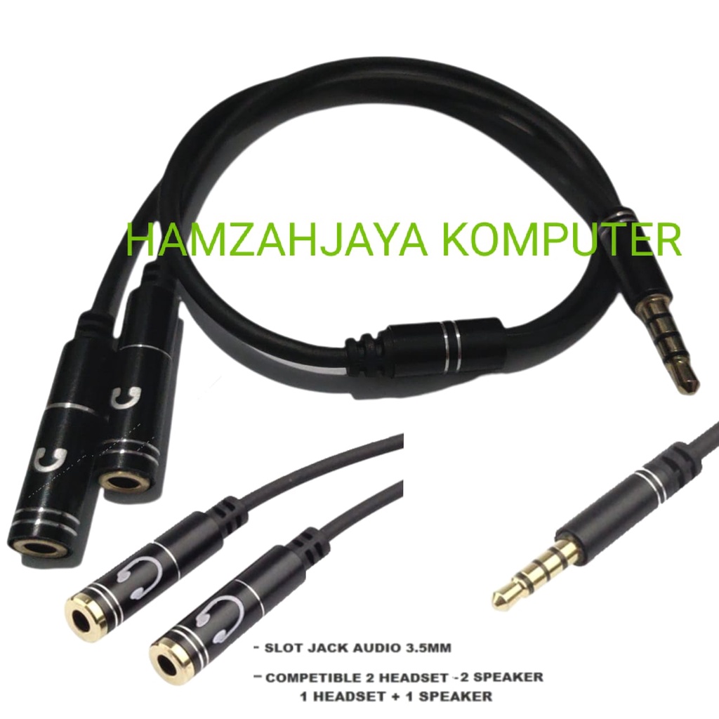 Jual Kabel splitter 2 In 1 Output Jack 3.5mm AUDIO Aux spliter speaker ...