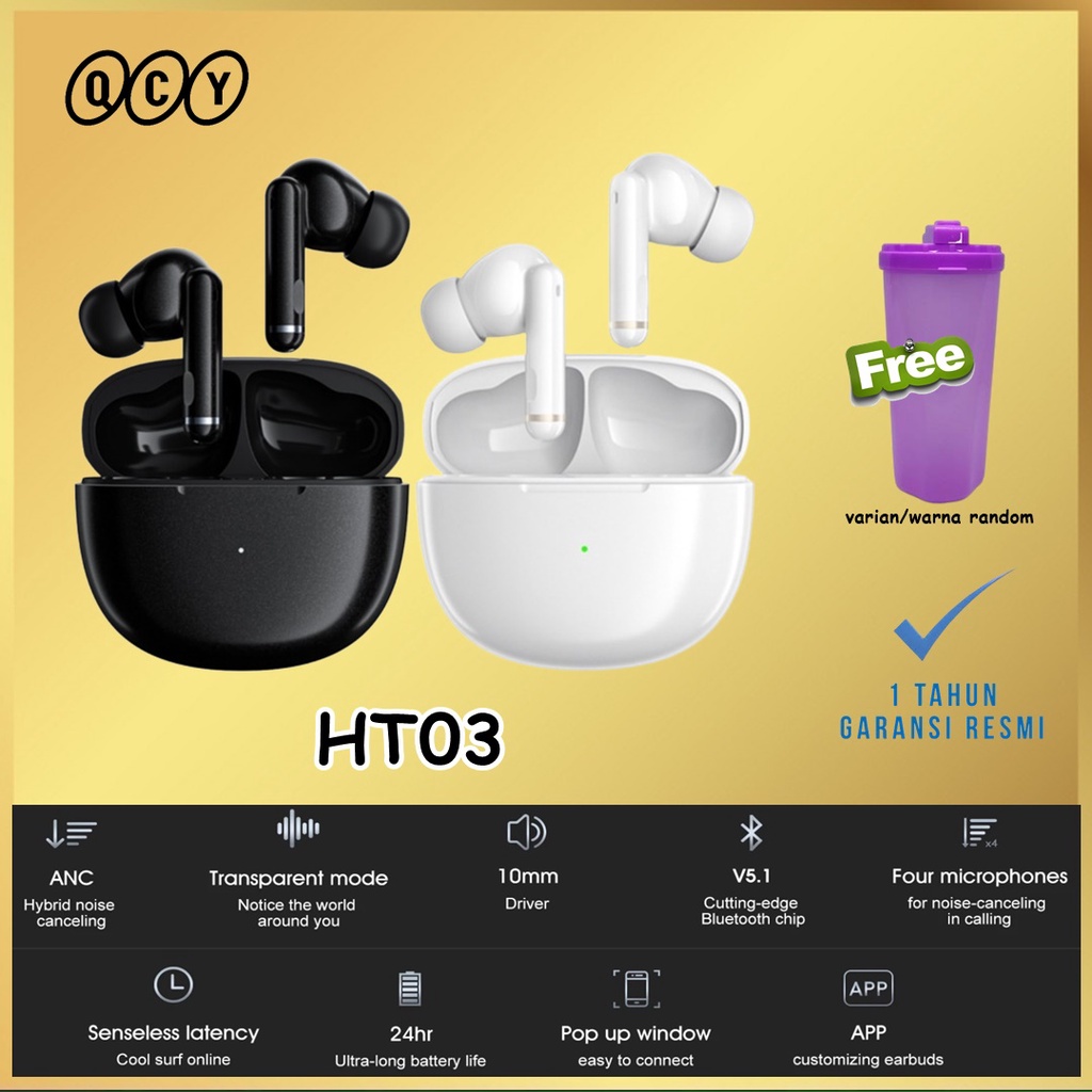 Jual QCY HT03 Active Noise Canceling Wireless Earphone TWS ANC HT 03 | Shopee Indonesia