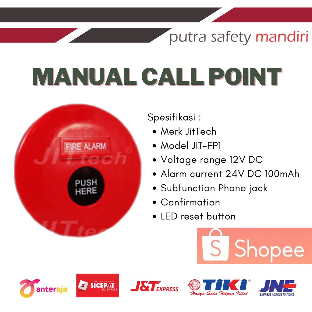 Jual FIRE ALARM MANUAL CALL POINT KONVENSIONAL PUSH BUTTON JITTECH ...