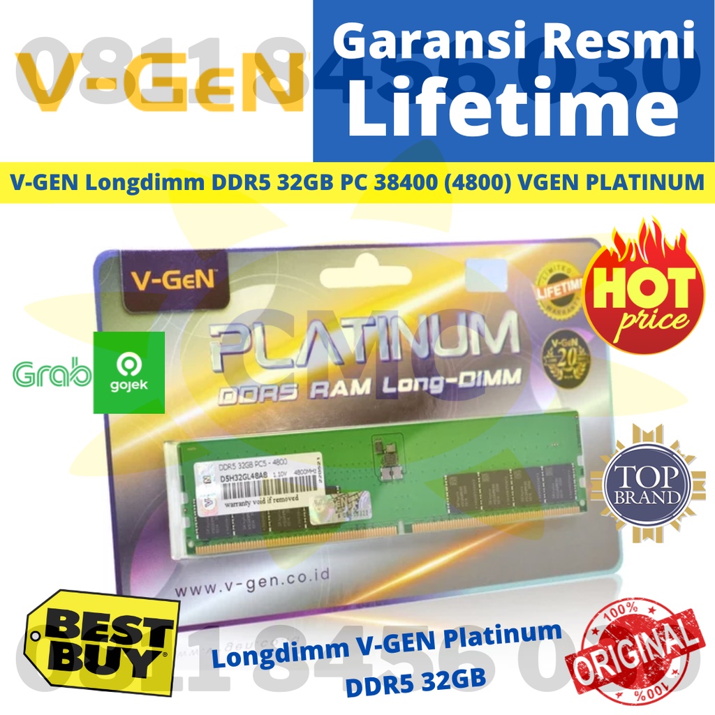 Jual RAM DDR5 V-GeN Platinum 32GB PC 38400 4800Mhz LongDimm Memory PC ...