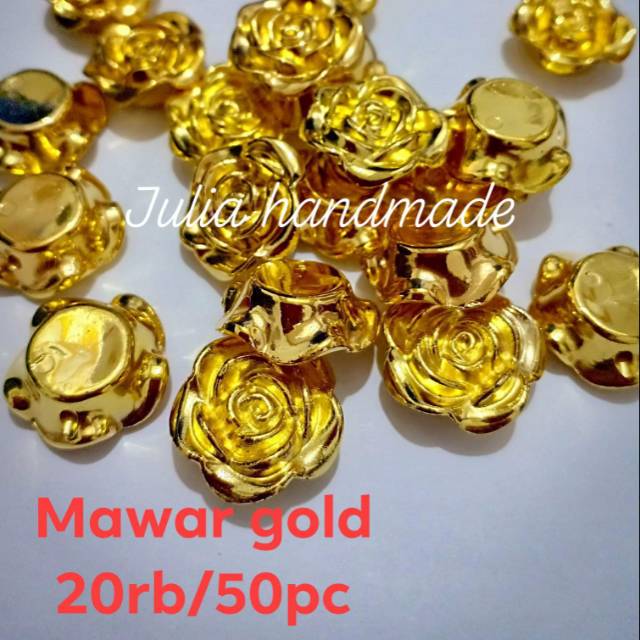 Jual mote manik mawar gold 50 pc | Shopee Indonesia