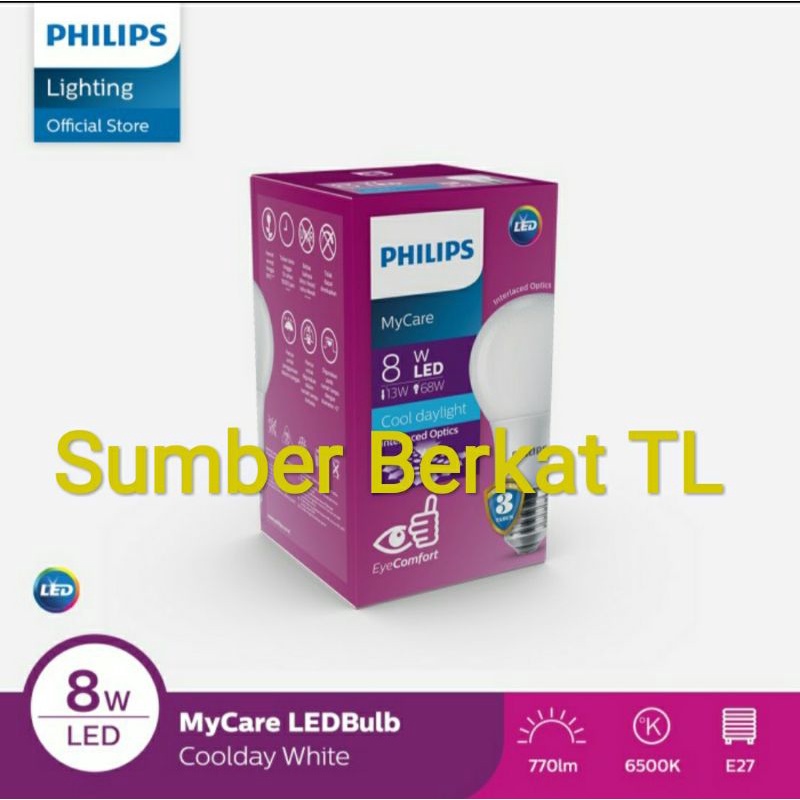 Jual Lampu Bohlam LED Bulb Philips Mycare 8w 8 w 8 Watt Bergaransi ...