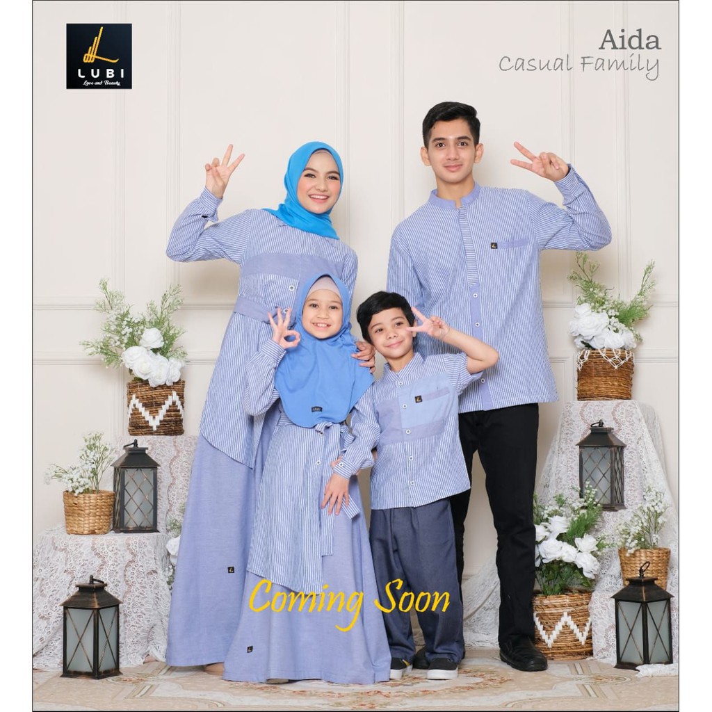 Jual Lubi Sarimbit AIDA Navy Bahan Cotton Baju Couple Sarimbit Keluarga ...
