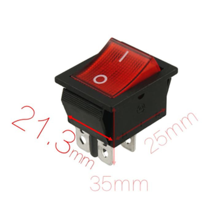 Jual Saklar switch on off 4 kaki indikator cahaya merah ac dc | Shopee ...