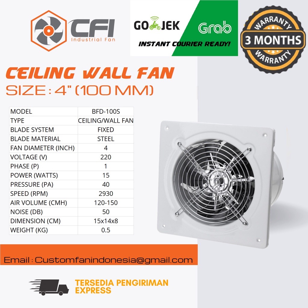Jual 4" Inch Ceiling Fan/Wall Fan/Air Duct Fan/Exhaust Fan/Fan Plafon ...