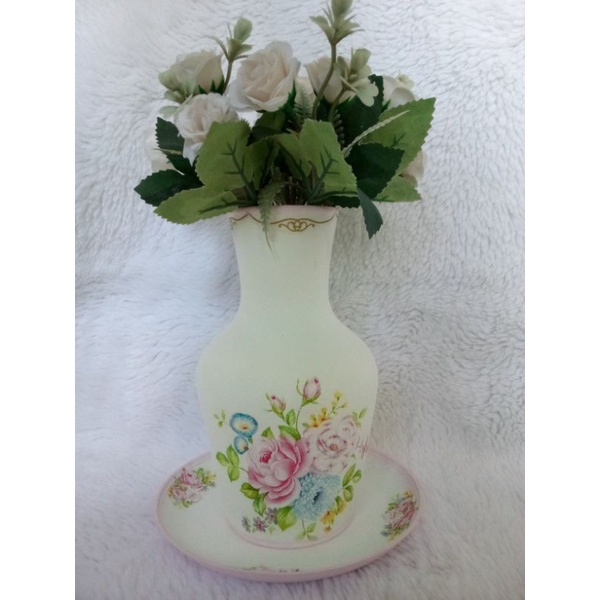 Jual Vas Bunga Mawar Artificial Vas Decoupage Motif Mawar Shabbychic ...