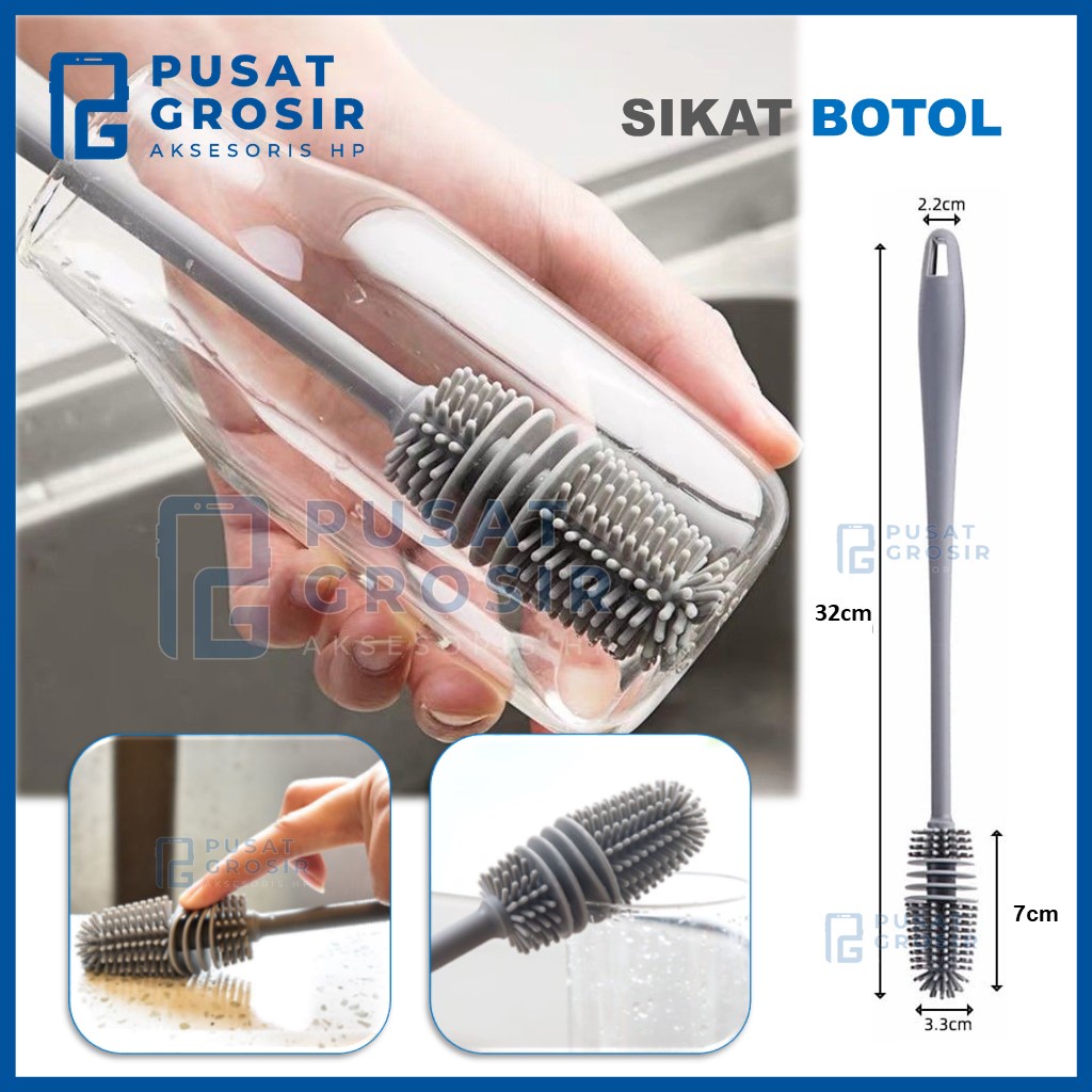 Jual Sikat Botol silikon gagang panjang pembersih gelas tumbler ...