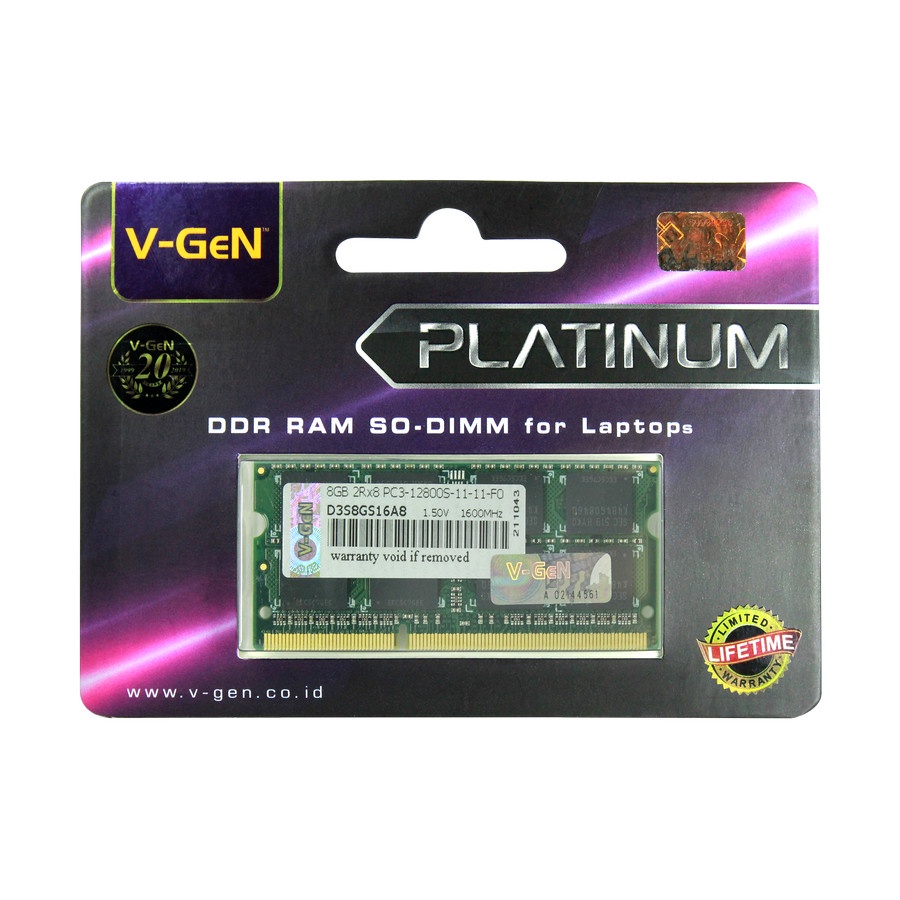 Jual RAM DDR3 DDR3L SODimm V-GeN 8GB PC12800/1600Mhz (Memory Laptop VGEN) | Shopee Indonesia