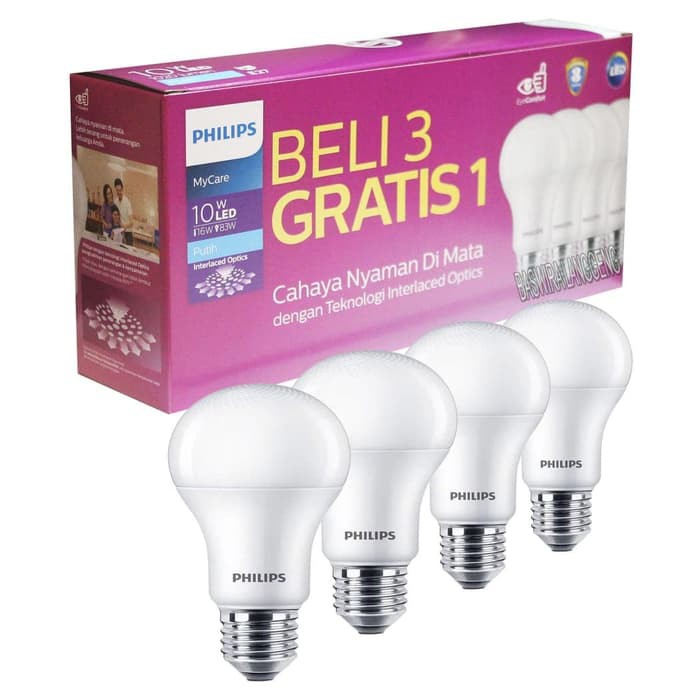 Jual Paket 4 Lampu LED Philips 10w Bohlam philip 10W 10Watt Mycare ...