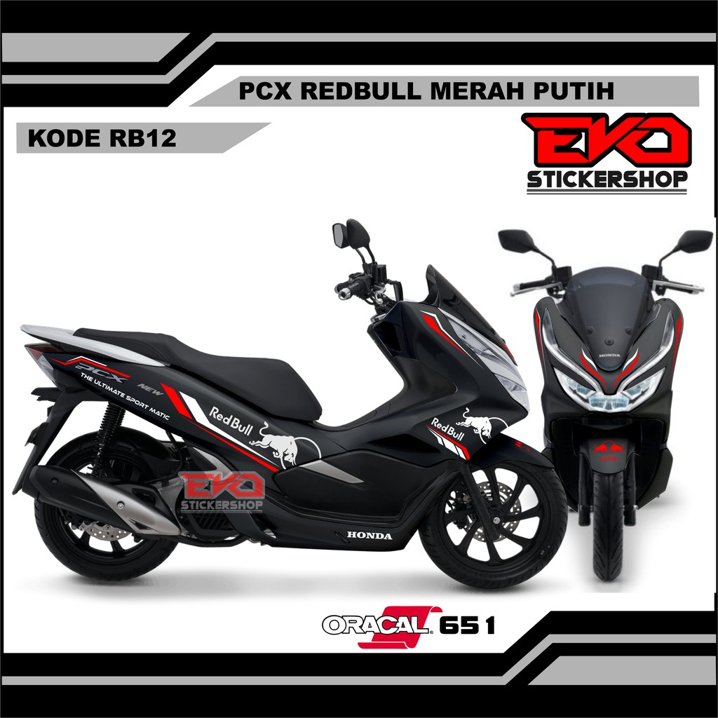 Jual STIKER PCX HITAM REDBULL CUTTING STICKER PUTIH | Shopee Indonesia