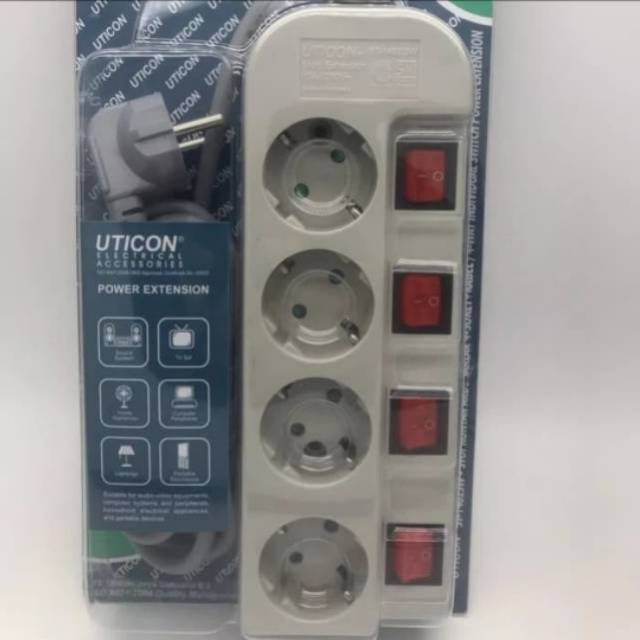 Jual Stop Kontak 4 Lubang Uticon ST 1482 SW/Colokan Listrik + Switch+ ...