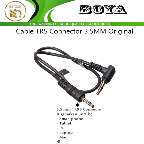 Jual Cable TRRS Boya 3.5MM Connector For Smartphone Original TRS TO TRRS | Shopee Indonesia