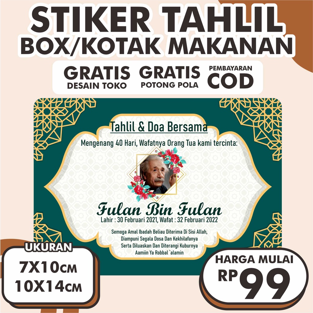 Jual Stiker Tahlil Tahlinan Pengajian Mengenang wafat 40 hari / 100 ...