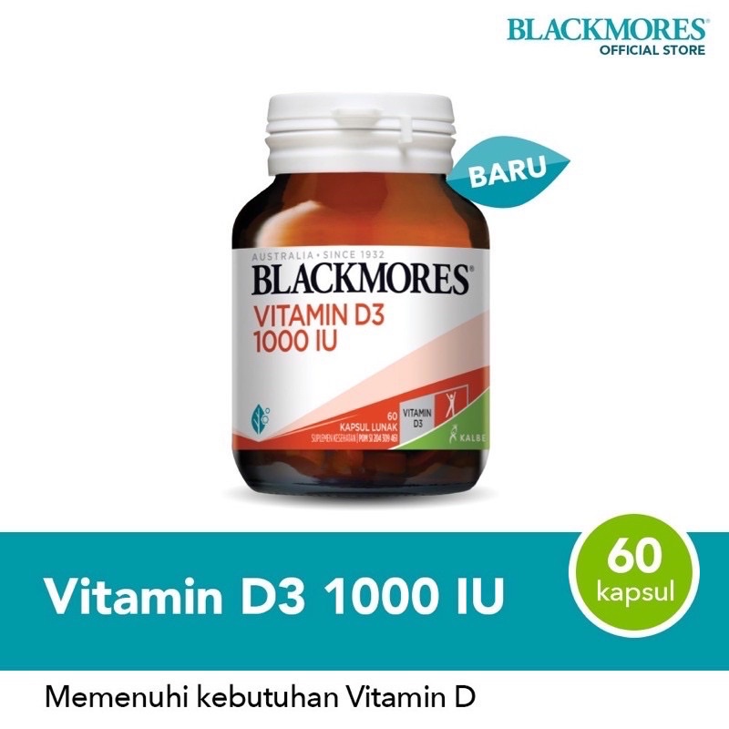 Jual BLACKMORES Vitamin D3 1000 IU - BPOM KALBE - isi 60 Kapsul Lunak - Vit D untuk daya tahan ...