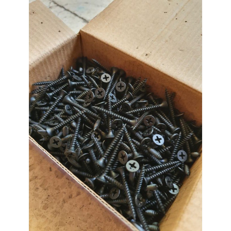 Jual (1kotak=450gram)Skrup Gypsum/Sekrup Baja/Drywall Skrup/Skrup Hitam ...