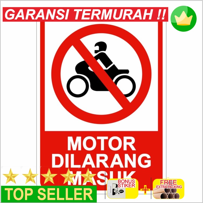 Jual Promo Rambu Motor Dilarang Masuk 35cm x 50cm Plat Alumunium Elegan ...