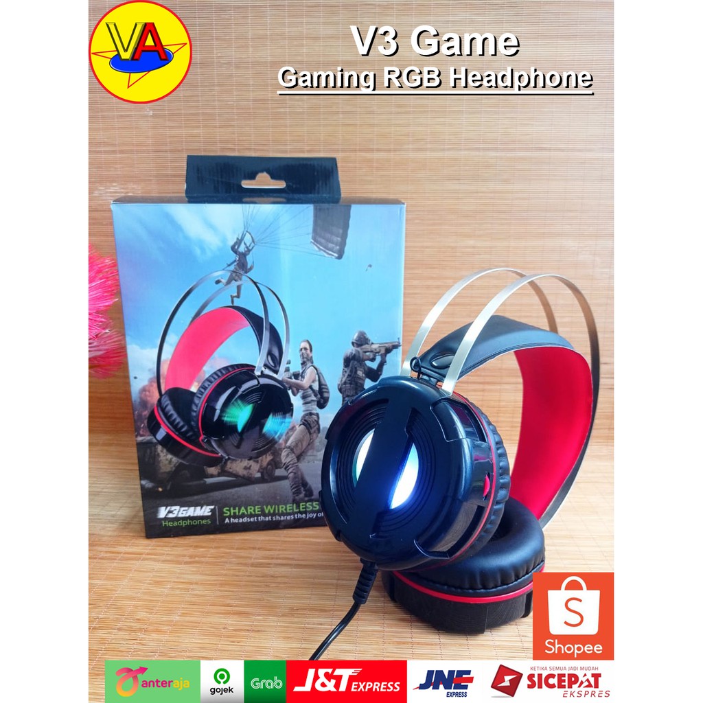Jual Headset Gaming V3 Game Headphone Gaming Mega Bass With RGB Light ...