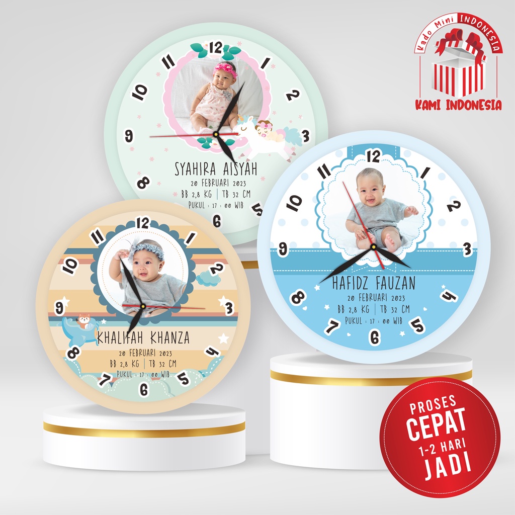 Jual JAM MEJA CUSTOM FOTO SOUVENIR KELAHIRAN DUDUK BEKER UNIK GIFT BABY ...