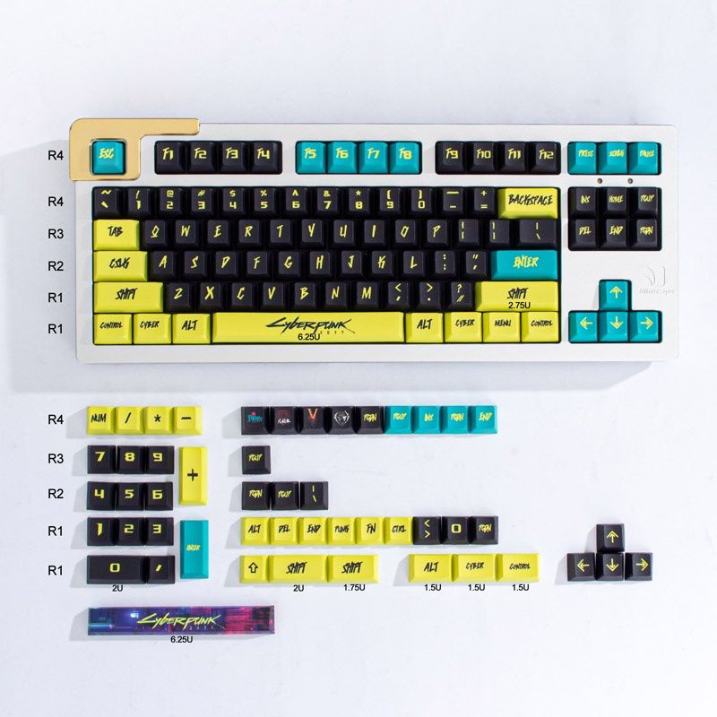 Jual Keycaps Cyberpunk 2077 theme 137 Keys PBT Cherry Profile keycap ...