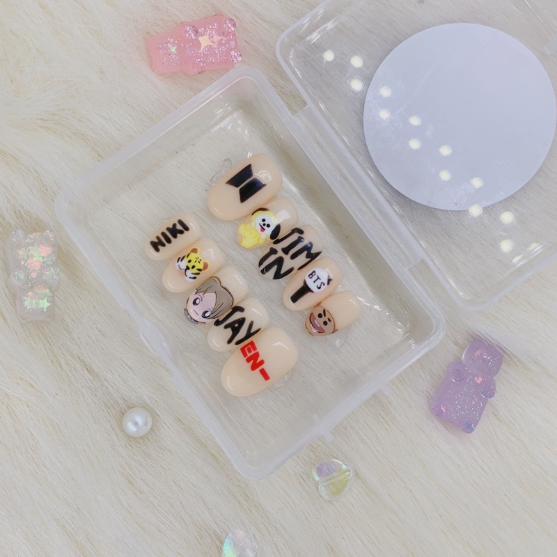 Jual Jimin BTS Jay Enhypen custom press on fake nails nail art gel ...