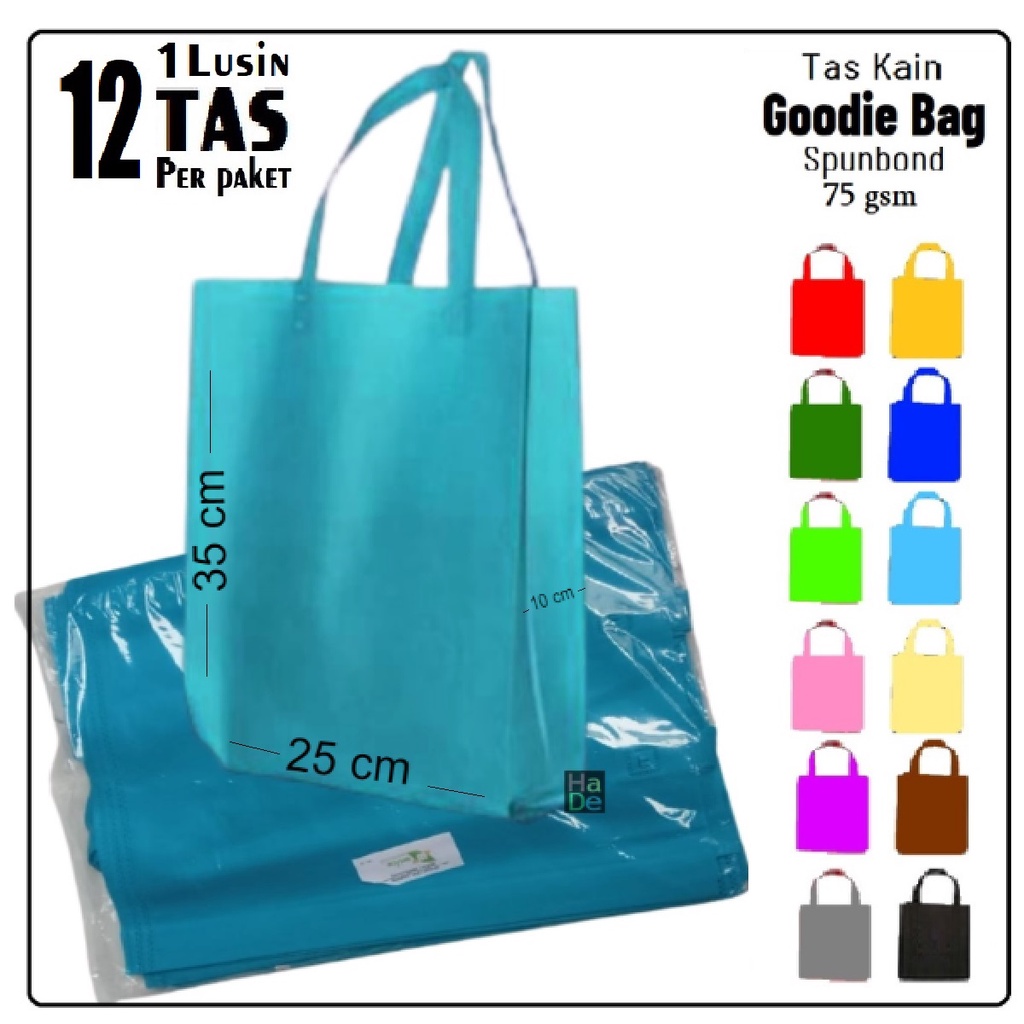 Jual 1 Lusin isi 12 Tas Kain Spunbond / Goodie Bag Tali Ukuran M ...