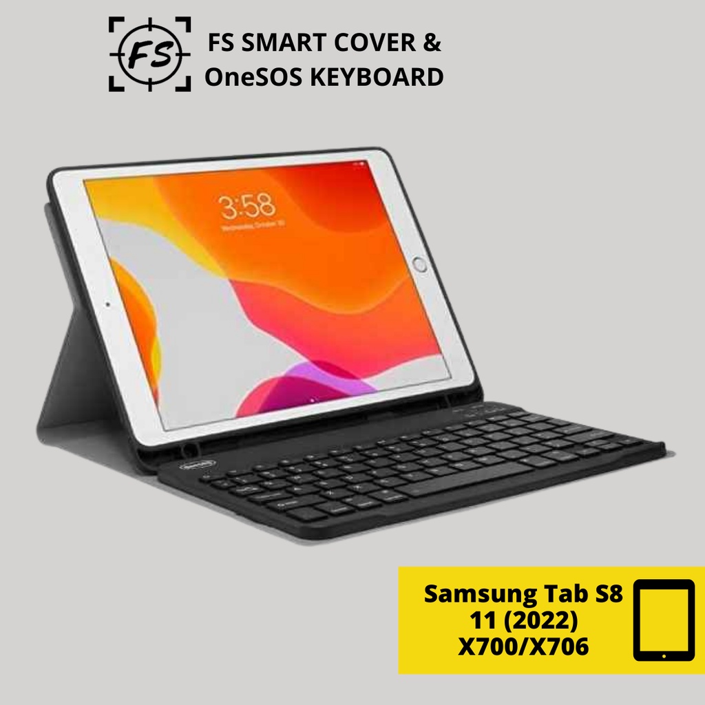 Jual FS Smart Cover & OneSOS Keyboard Bluetooth For Samsung Tab S8 11 ...