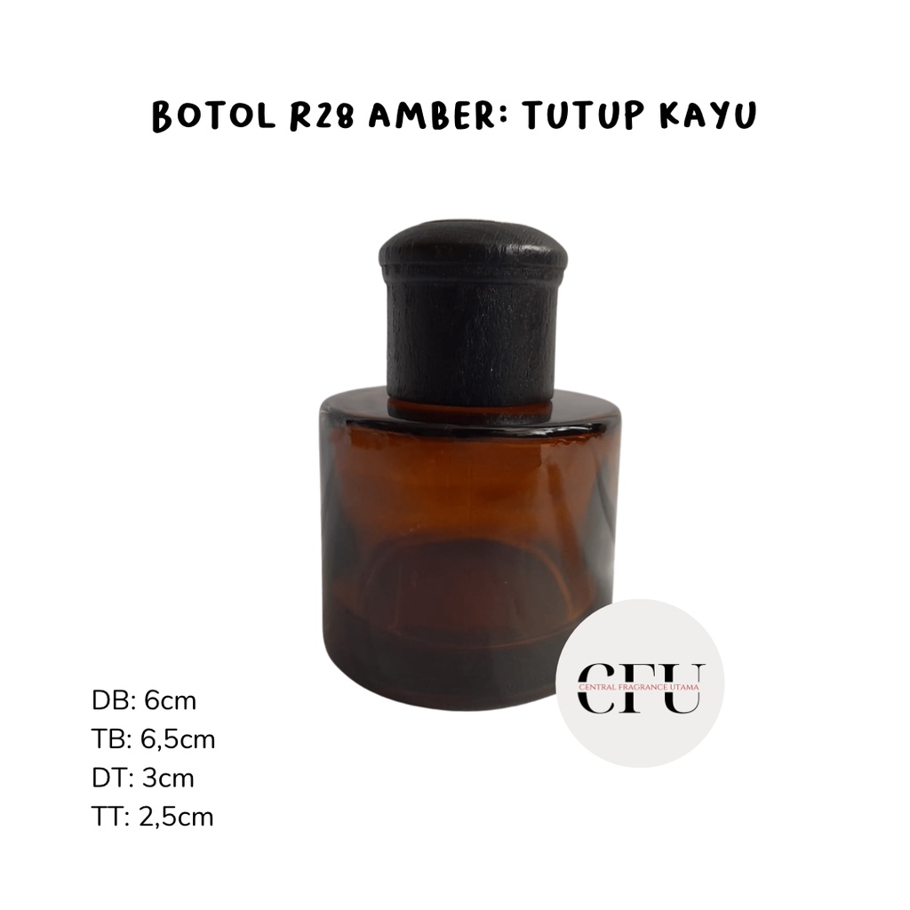 Jual Botol Diffuser Kaca Coklat Tutup Kayu 50ml (Kode: R28 Amber ...