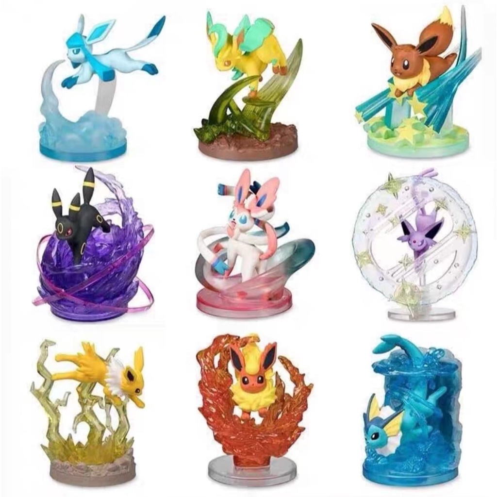 Jual Eeveelution Complete Set Pokemon 9 Action Figure Glaceon Charmander Growlithe Sylveon ...