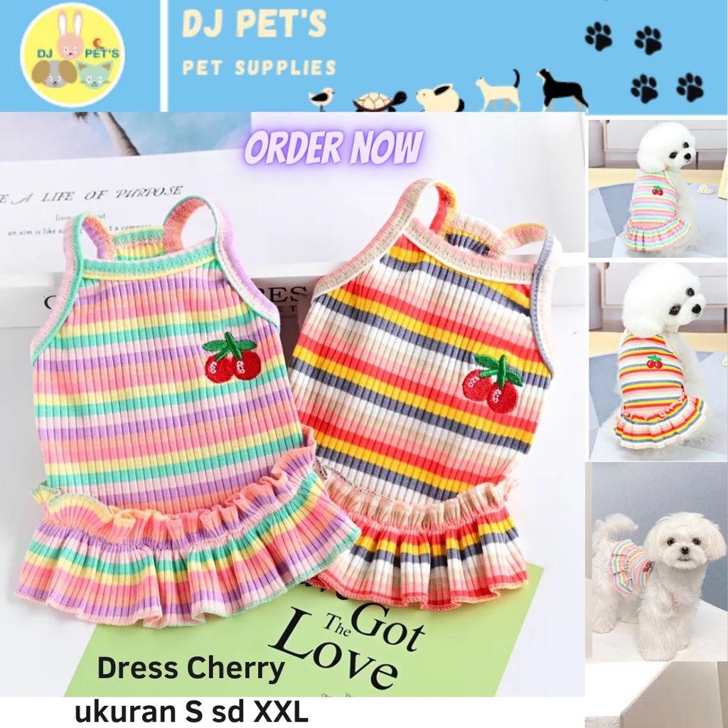 Jual baju anjing dan baju kucing dress gaun hewan cherry premium | Shopee Indonesia