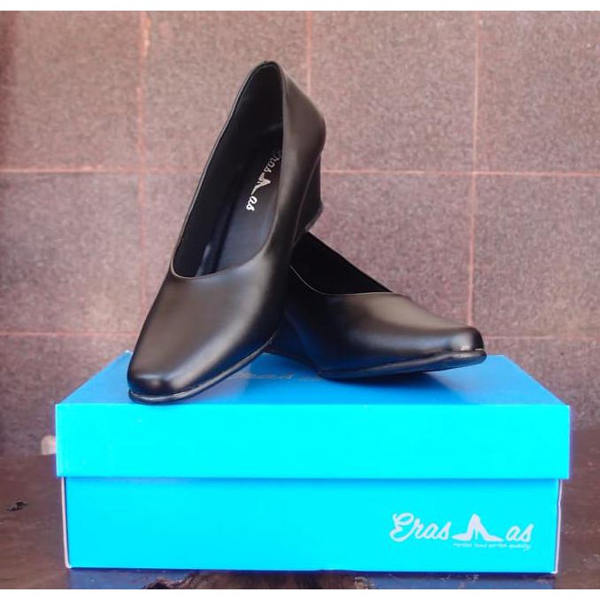 Jual Sepatu Psk Persit Erasmas Wedges Hitam Doff S2990 | Shopee Indonesia
