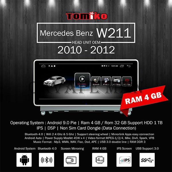 Jual Head unit Android Tomiko OEM for Mercedez Benz W211 ( 2010 - 2012 ...