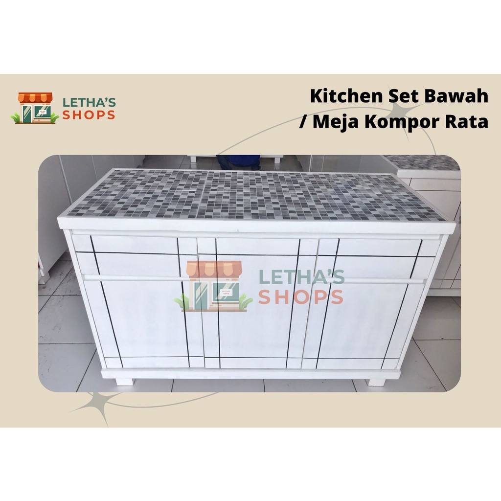 Jual MEJA KOMPOR RATA KAYU BLOCKTEAK CAT DUCO (3 PINTU) | Shopee Indonesia