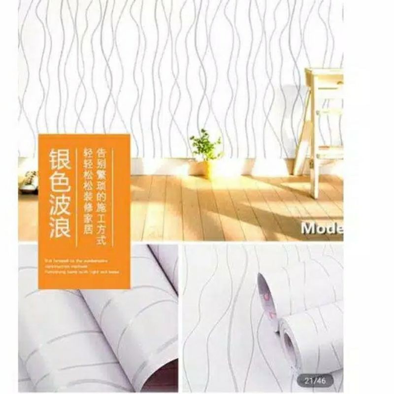 Jual Wallpaper Dinding Motif Wave Dasar Putih Ukuran Panjang 10Meter x ...