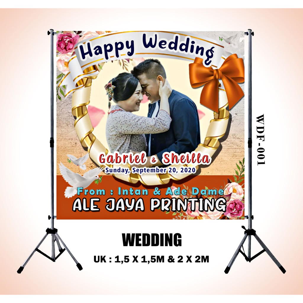 Jual KARANGAN BUNGA WEDDING DIGITAL PRINTING TRIPOD BACKDROP WD3 ...