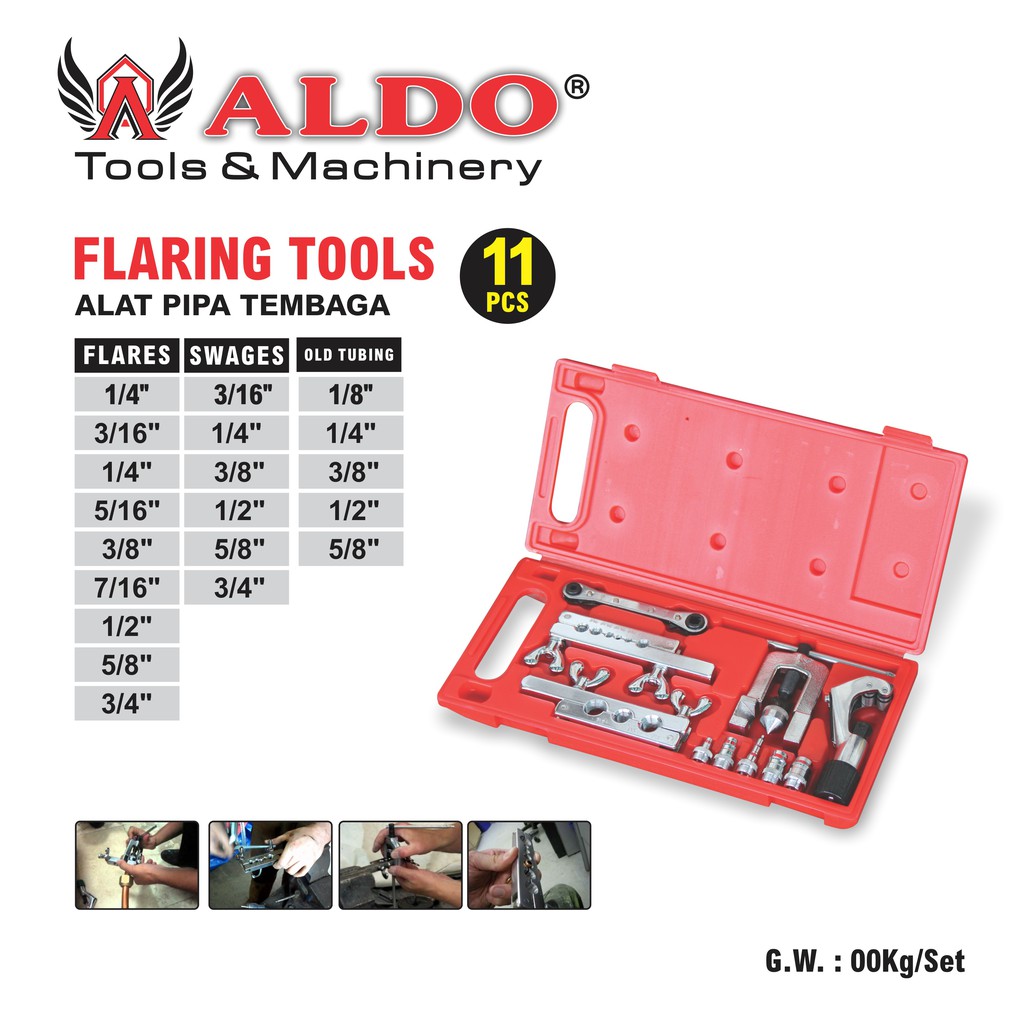 Jual FLARING TOOL CT-1278 / ALAT PEMEKAR PIPA TEMBAGA 11 PCS MERK ALDO ...