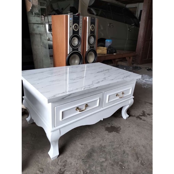 Jual Meja Tamu classic Kaca & Hpl motif marmer | Shopee Indonesia