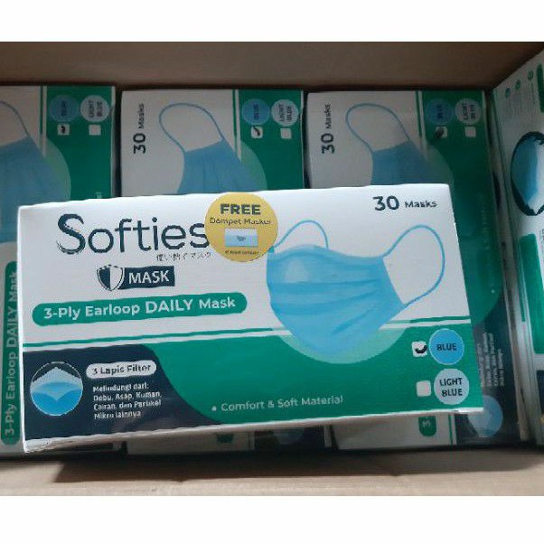 Jual Masker Softies Daily 3 Ply 1 Box POLOS (Isi 30 Pcs) | Shopee Indonesia