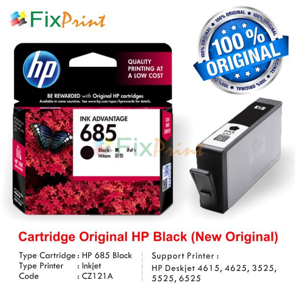 Jual Cartridge Original HP 685 Black CZ121AA, Tinta Printer HP Deskjet ...
