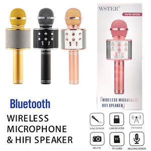 Jual MIC WSTER WS 858 Wireless Bluetooth Karaoke + speaker Microphone portable Smule ws858 ...