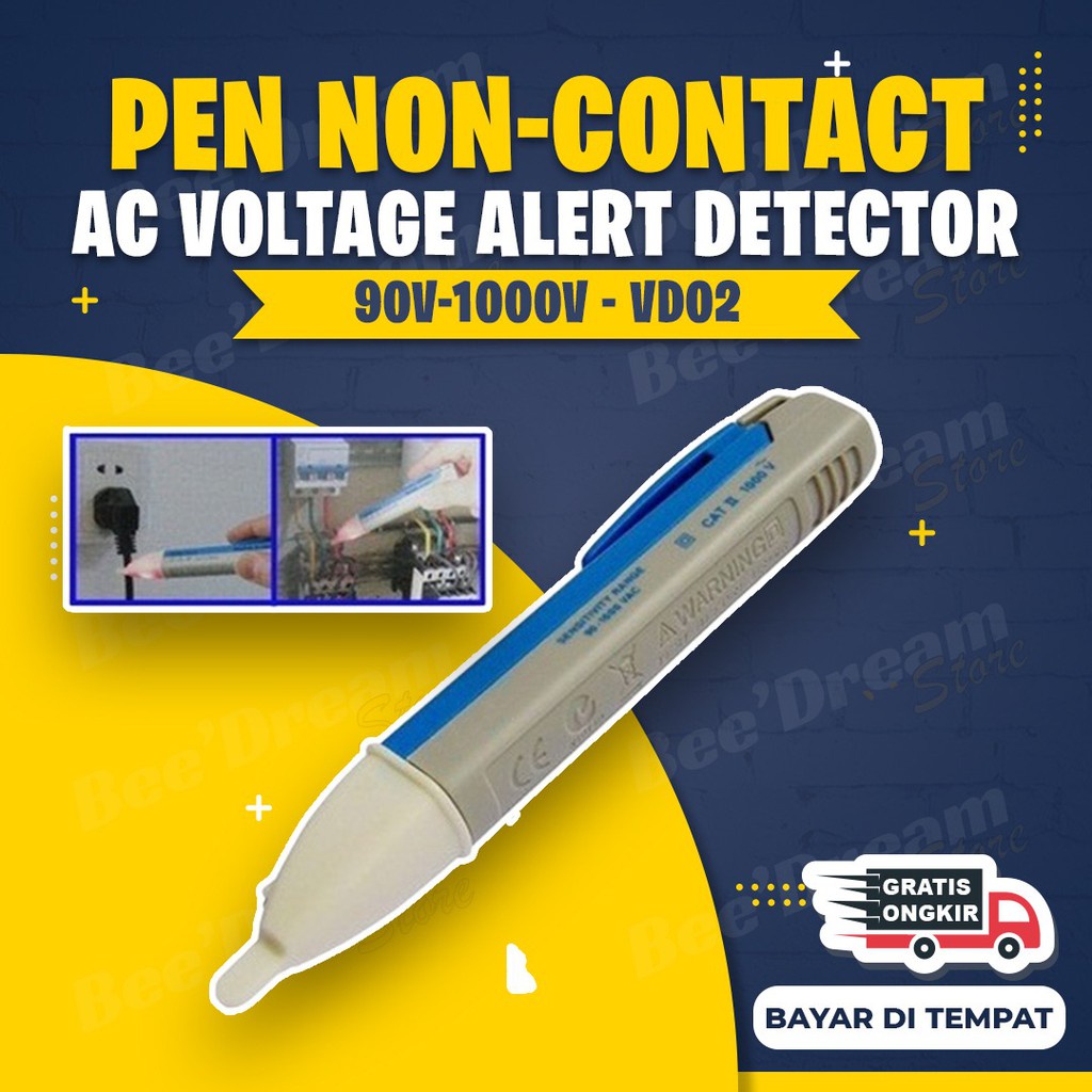 Jual Alat Ukur Voltase Pen Non-contact AC Voltage Alert Detector 90V ...