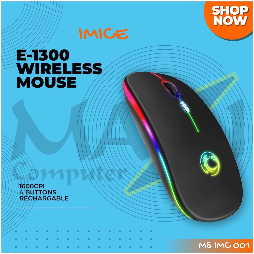Jual iMICE E-1300 1600 4 Buttons Luminous Recharge 2.4G Wireless Mouse ...