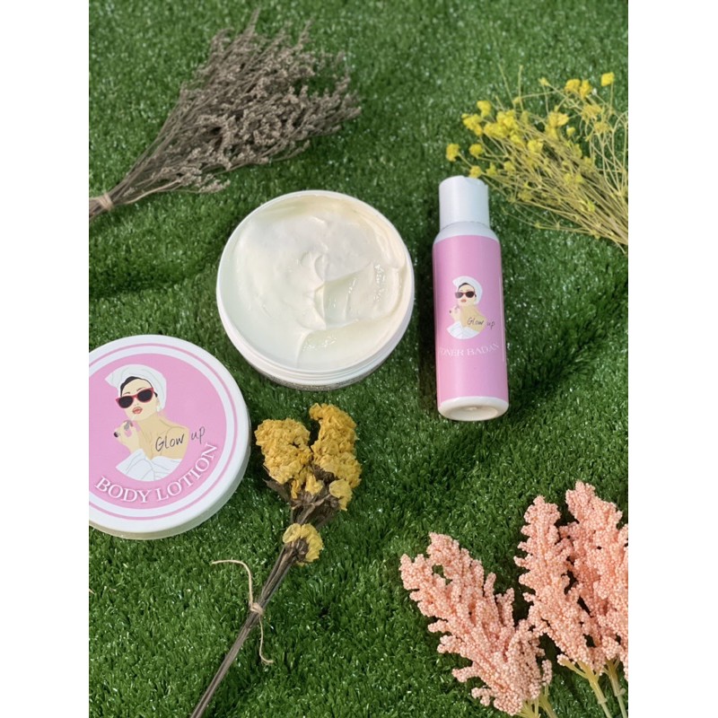 Jual HB GLOW UP DOSTING SEPAKET TONER BADAN PEMUTIH | Shopee Indonesia
