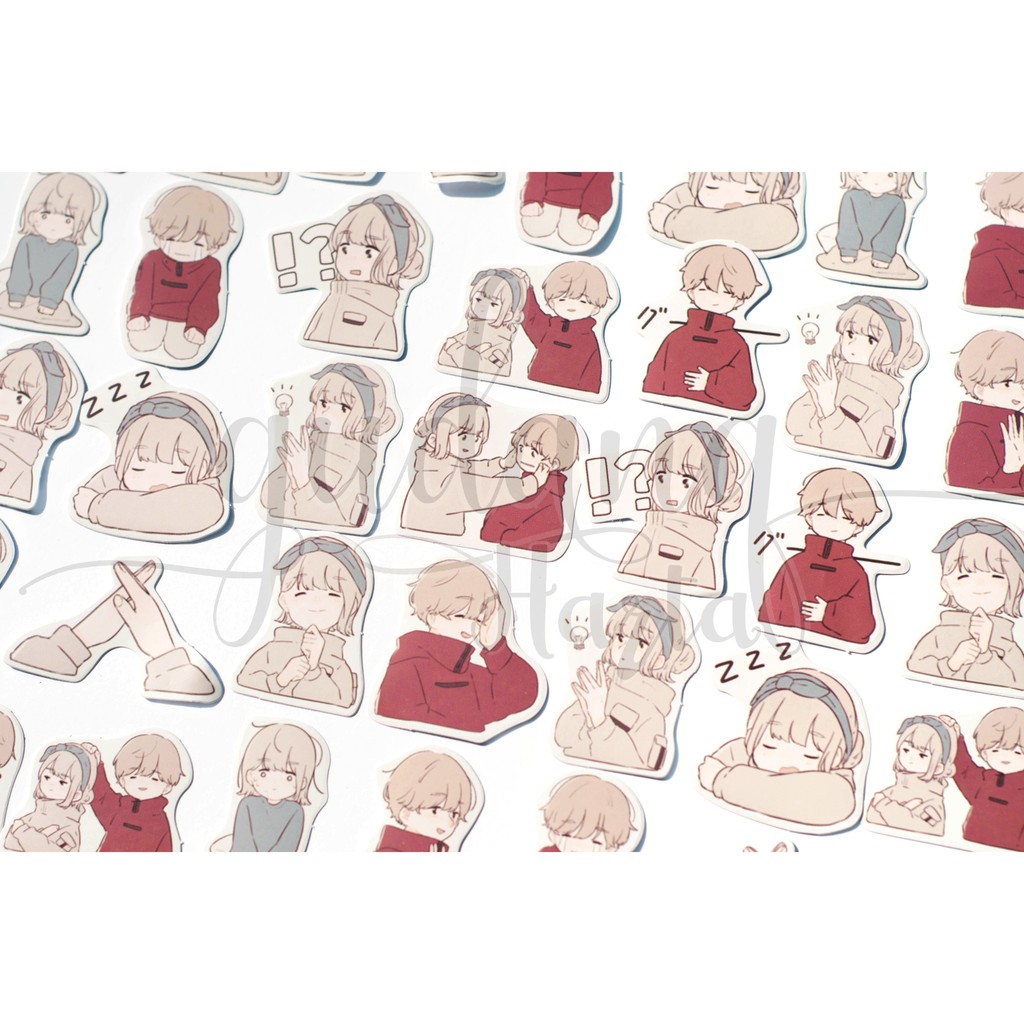Jual Stiker Sweet Couple Boy Girl Cubit Pipi Lucu Sticker DIY Scrapbook ...