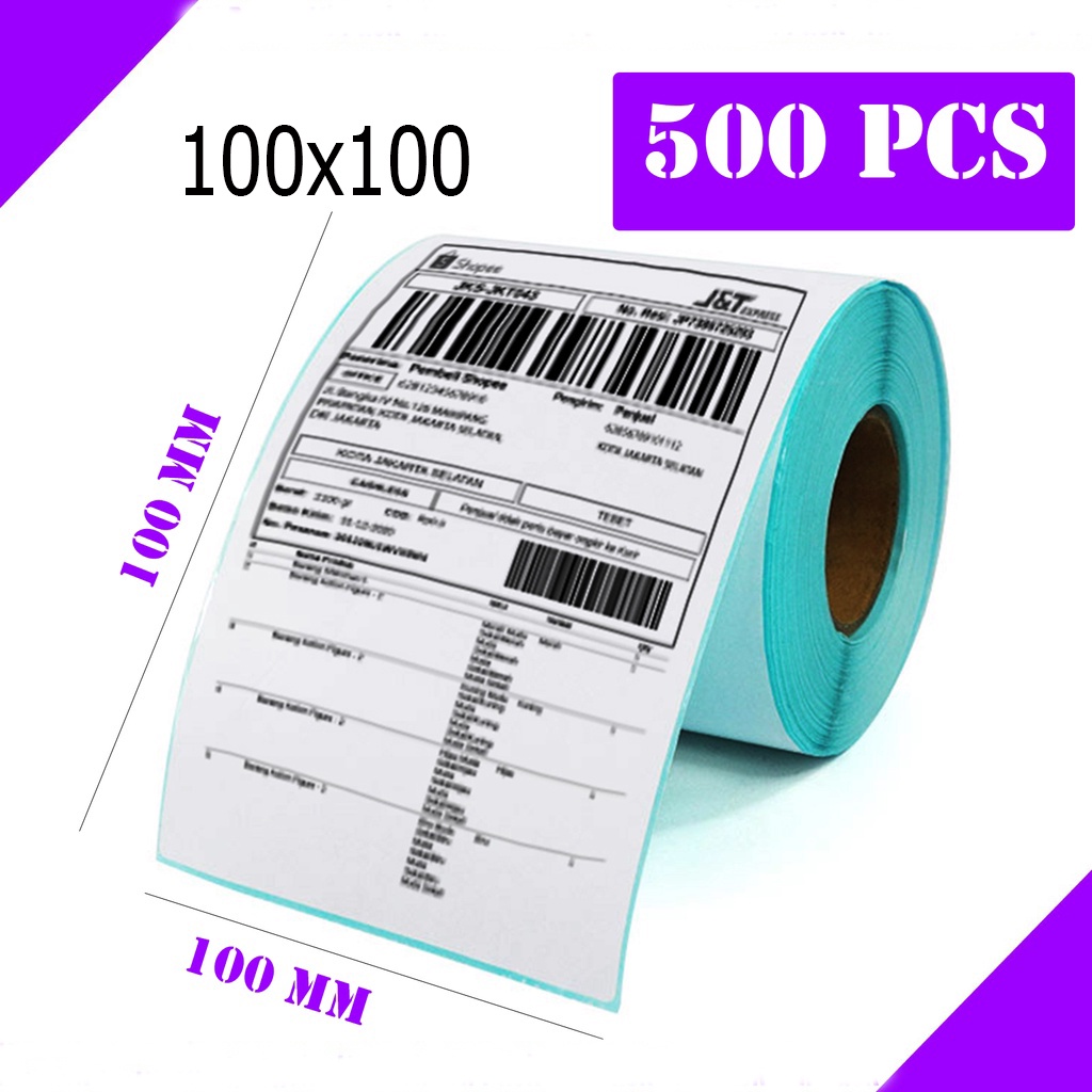 Jual 100 x 100 Thermal Label Barcode 100*100 Direct Isi 500 Pcs Ukuran ...