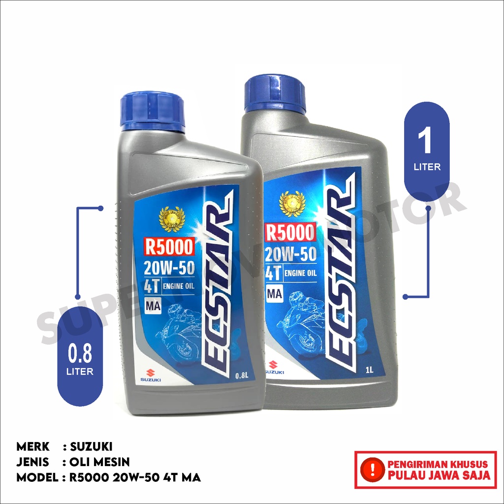 Jual OLI SGO ECSTAR R5000 4T 20W-50 MA SUZUKI GENUINE OIL OLI MESIN ...