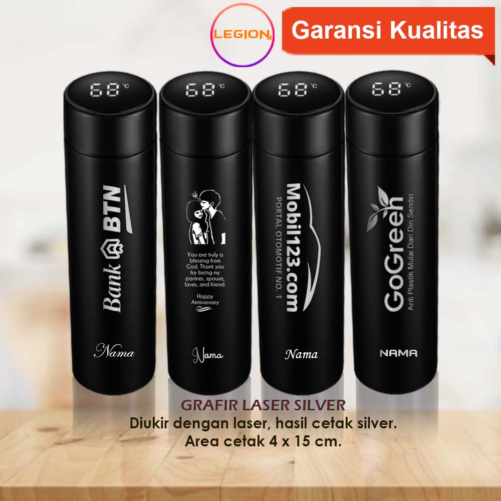 Jual Tumbler Custom LED Termometer dengan Cetak Grafir Silver: Souvenir ...