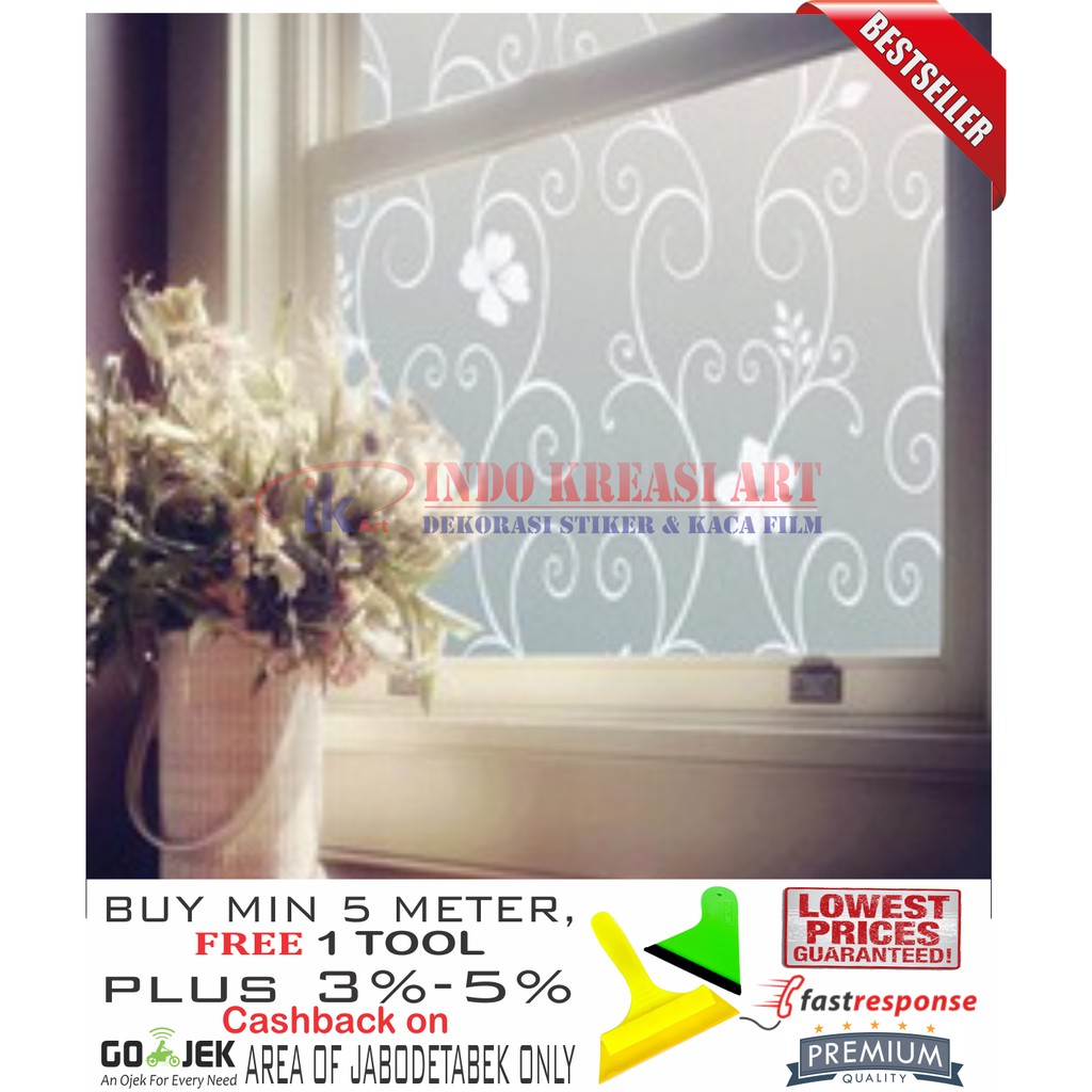 Jual STIKER KACA STICKER KACA MOTIF BUNGA PUTIH 122 KACA FILM MOTIF ...